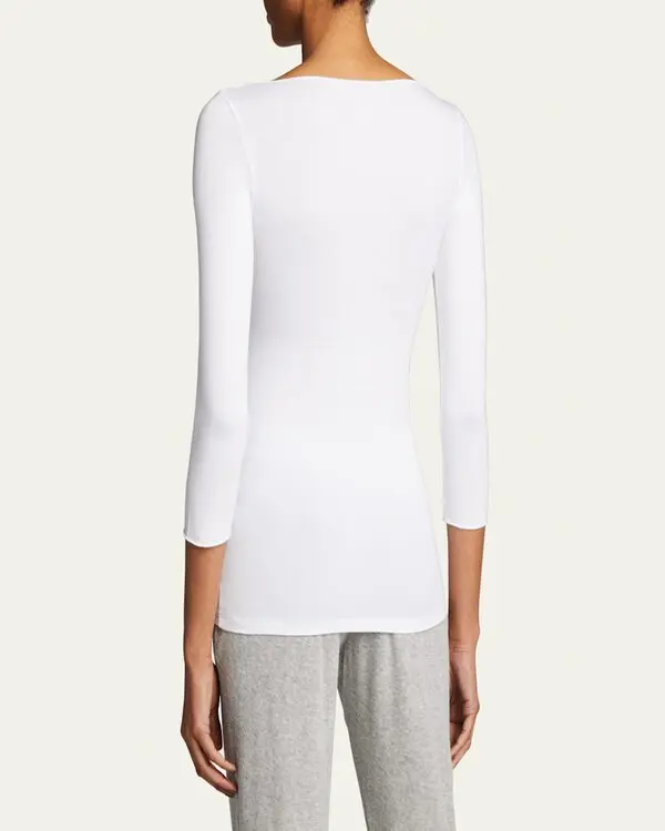 Majestic Filatures Boat-neck Top With 3/4 Sleeves