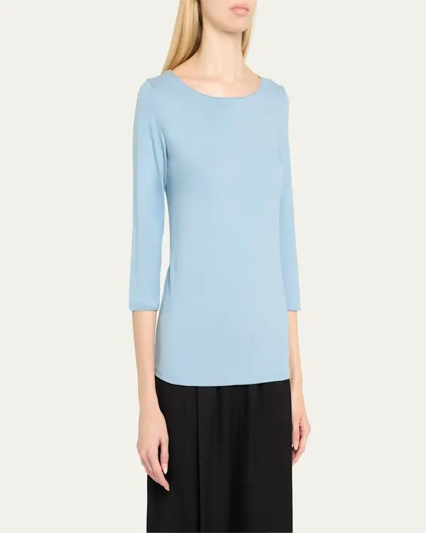 Majestic Filatures Boat-neck Top With 3/4 Sleeves