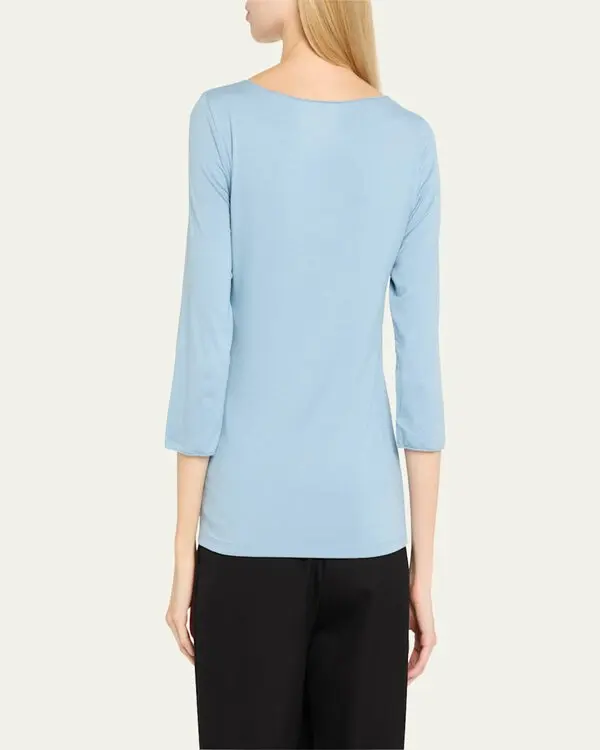 Majestic Filatures Boat-neck Top With 3/4 Sleeves