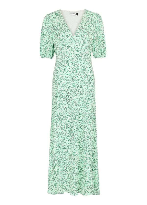 Rixo Poppy Printed Dress In Green - 33% Off | Editorialist