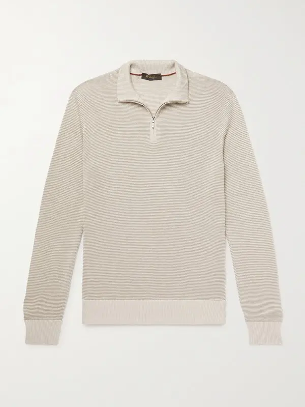 Loro Piana Slim-fit Ribbed Half-zip Sweater