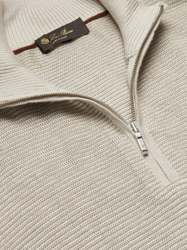 Loro Piana Slim-fit Ribbed Half-zip Sweater