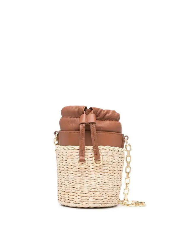 Pinko Raffia Panel Bucket Bag
