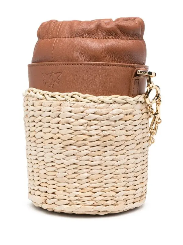 Pinko Raffia Panel Bucket Bag