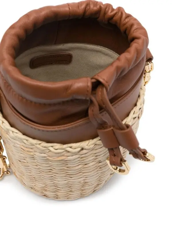 Pinko Raffia Panel Bucket Bag