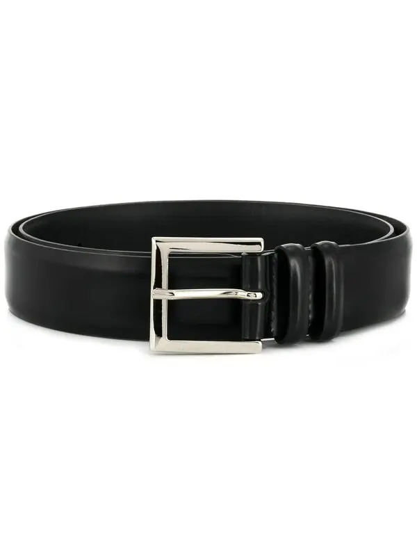 ORTIGNI Classic Buckle Leather Belt - Black