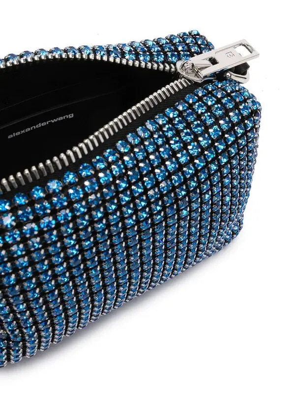Alexander Wang Heiress Crystal-Embellished Pouch Bag - Blue