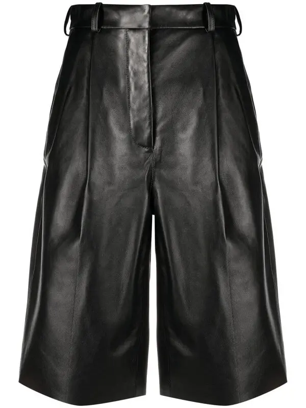 Acne Studios Knee-Length Leather Shorts In Black - 40% Off