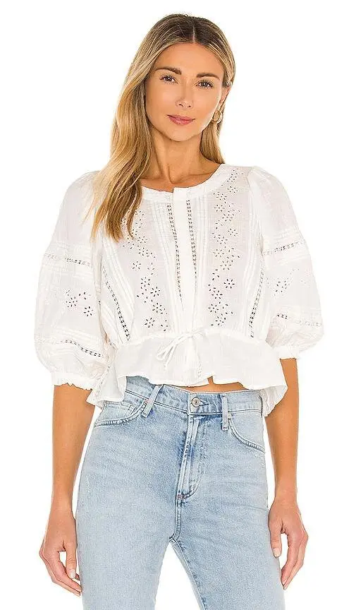 Free People Daisy Chain Eyelet Top In White