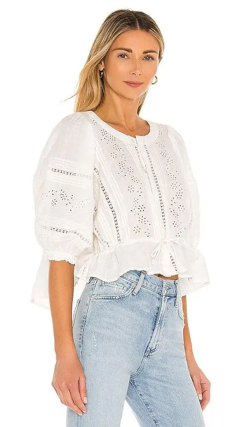 Free People Daisy Chain Eyelet Top In White