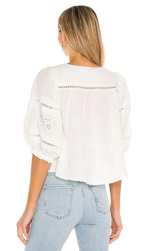 Free People Daisy Chain Eyelet Top In White