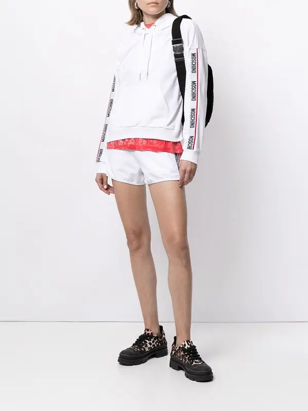 Moschino Stripe Drawstring Hoodie - White