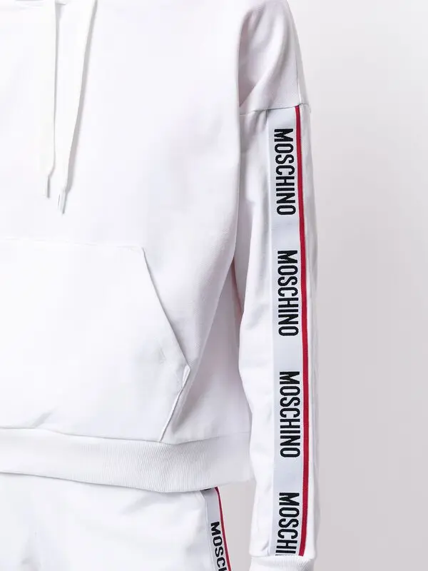 Moschino Stripe Drawstring Hoodie - White