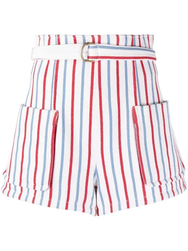 Philosophy Di Lorenzo Serafini Striped High-waisted Shorts - Neutrals