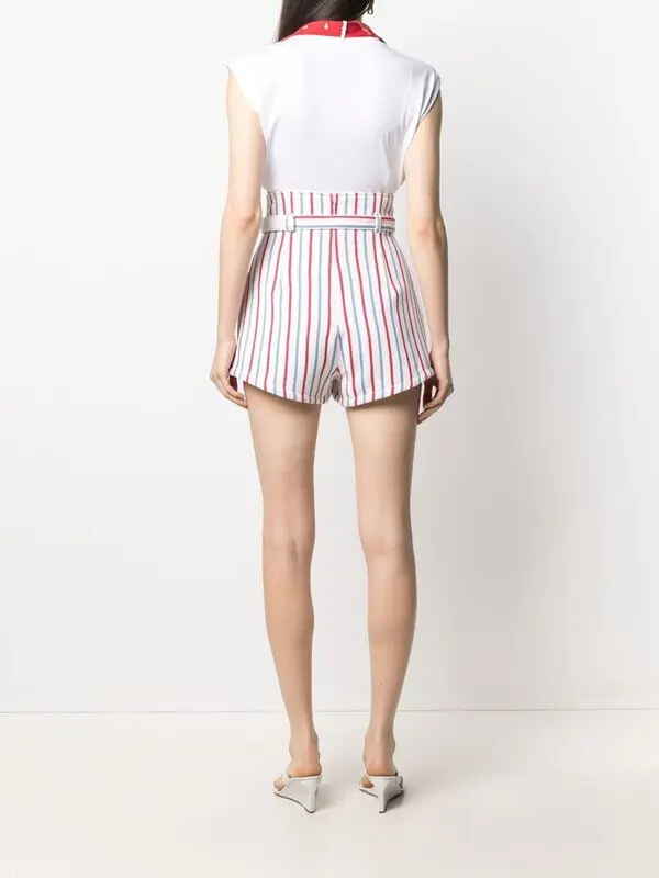 Philosophy Di Lorenzo Serafini Striped High-waisted Shorts - Neutrals