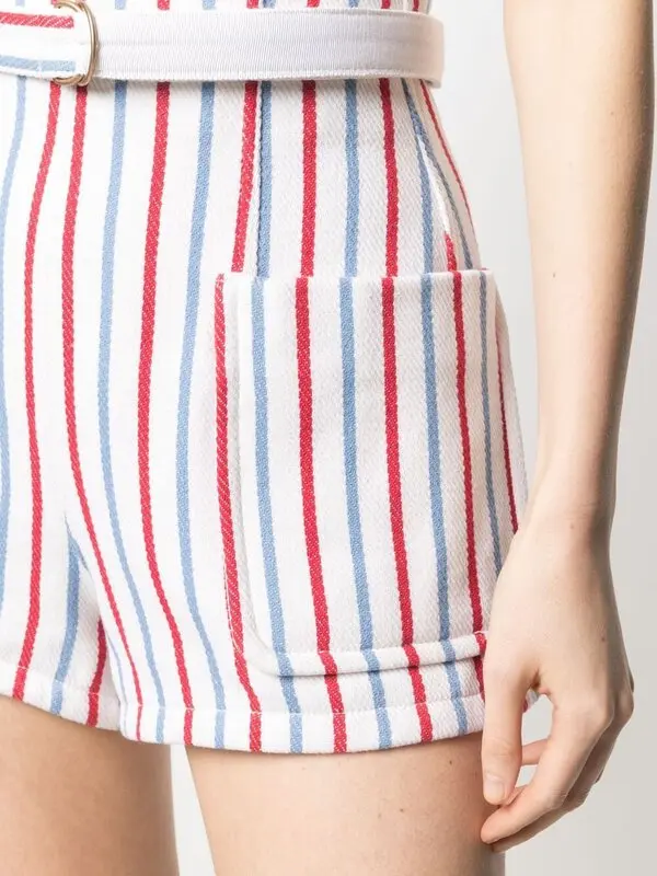 Philosophy Di Lorenzo Serafini Striped High-waisted Shorts - Neutrals