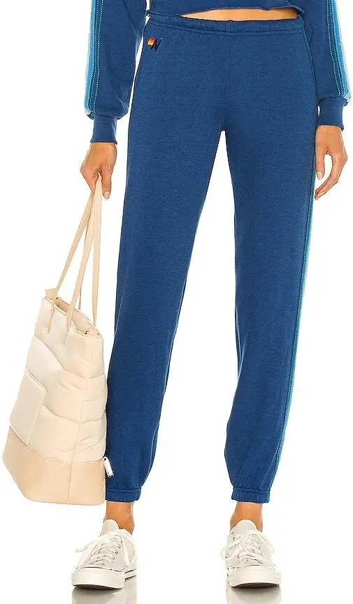 Aviator Nation 4 Stripe Sweatpant In Blue