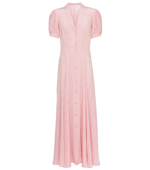 caroline constas brown gingham dress Opal Gingham Maxi Dress in Brown main image 0