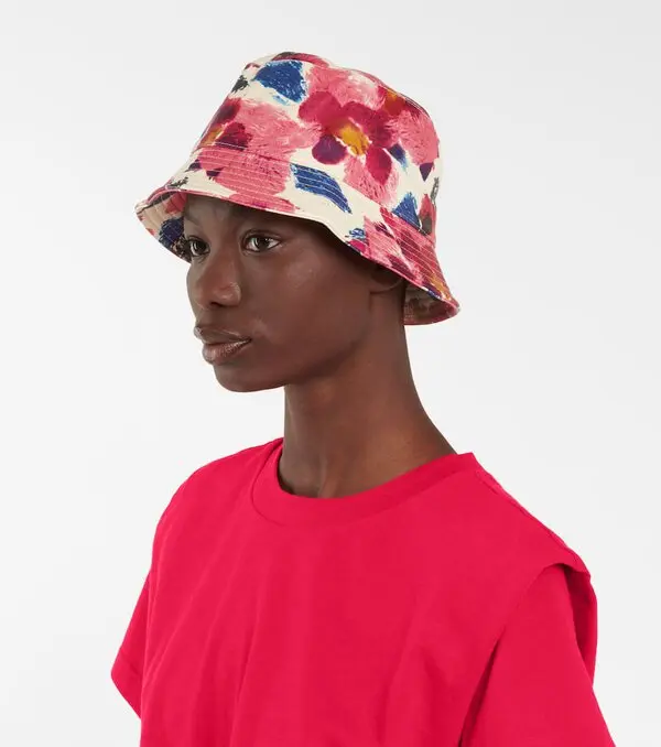 Isabel Marant Haley Floral Leather Bucket Hat