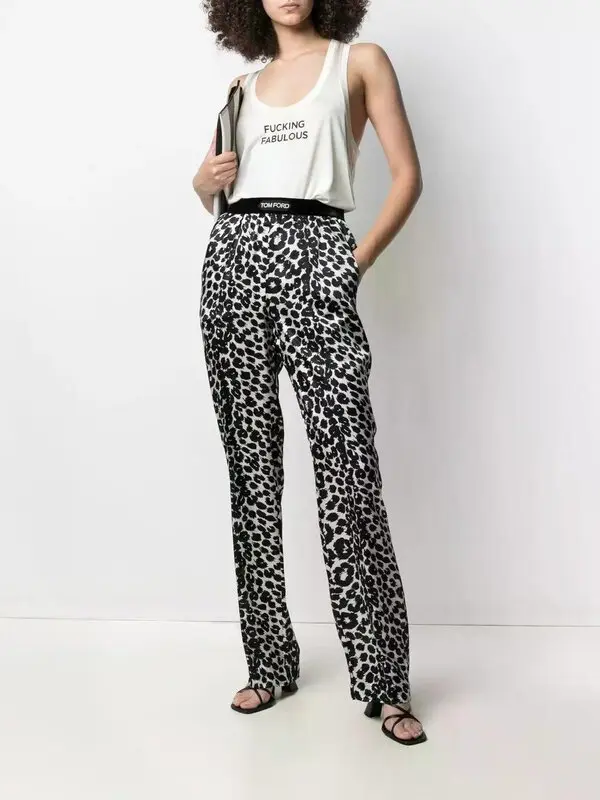 TOM FORD Slogan Print Silk Tank Top - White
