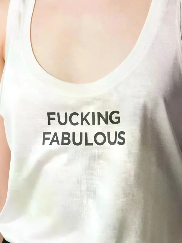 TOM FORD Slogan Print Silk Tank Top - White