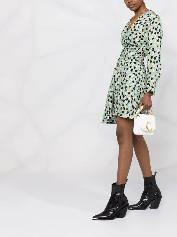 Sandro Floral & Polka Dot Print Mini Dress