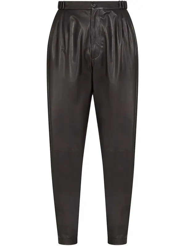 Dolce & Gabbana Lambskin Leather Tapered Trousers