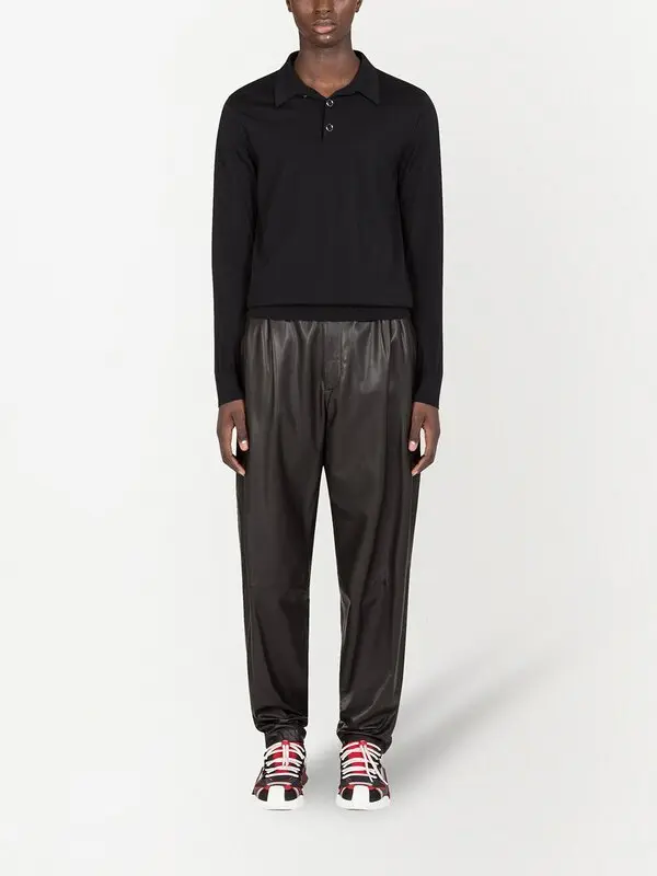 Dolce & Gabbana Lambskin Leather Tapered Trousers