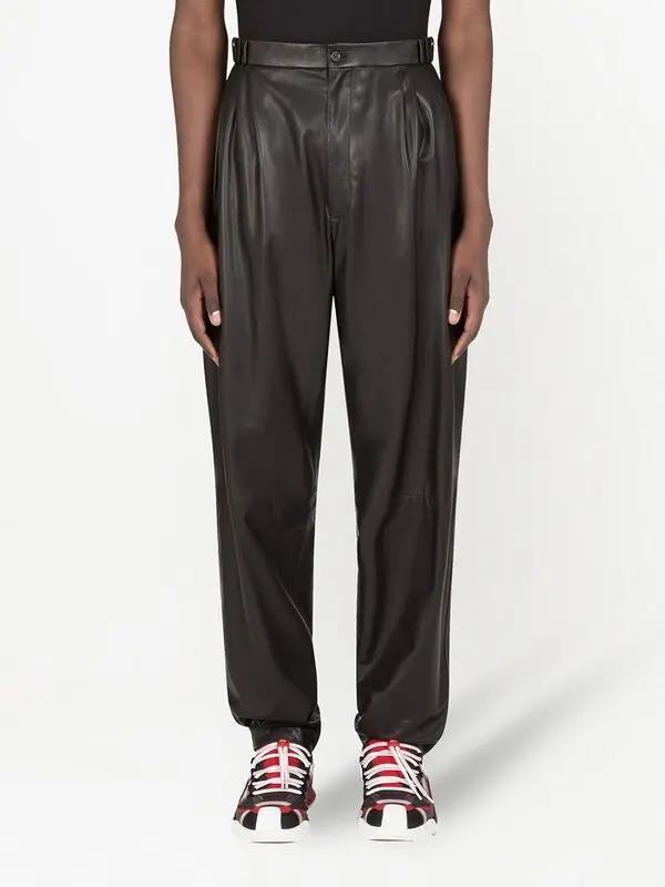 Dolce & Gabbana Lambskin Leather Tapered Trousers