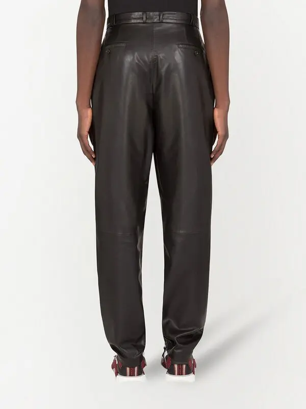Dolce & Gabbana Lambskin Leather Tapered Trousers