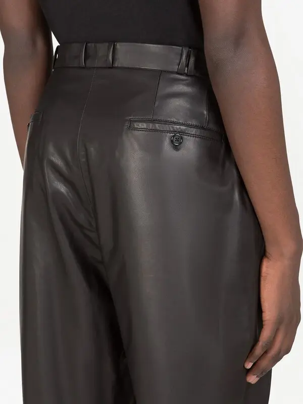 Dolce & Gabbana Lambskin Leather Tapered Trousers