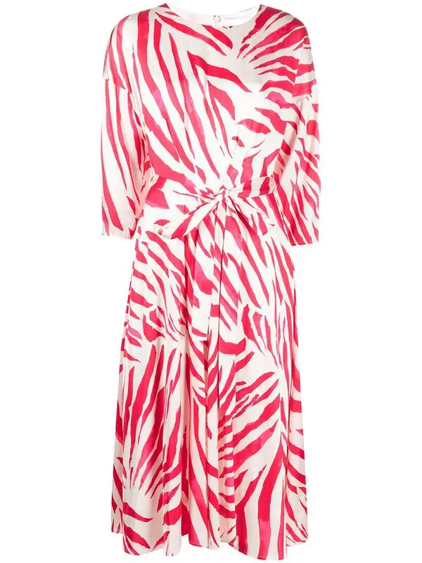 fitted lace wedding dress 1980s Yves Saint Laurent Vintage Abstract Orange Zebra stripe Silk Dress   Modig
