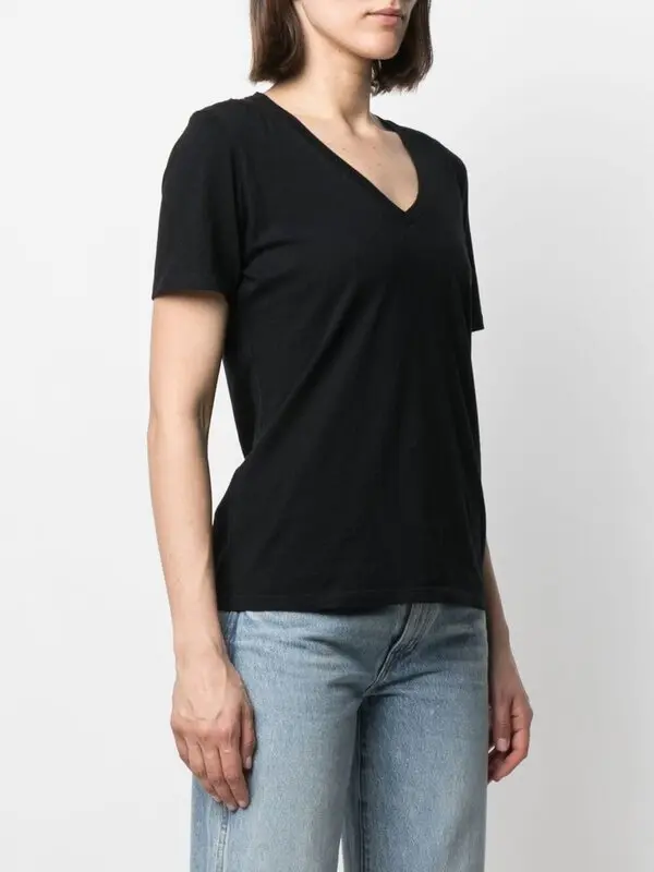 Majestic Filatures V-neck Cotton T-shirt - Black