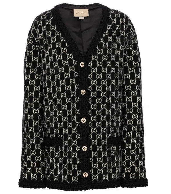 Gucci Gg Jacquard Wool Cardigan