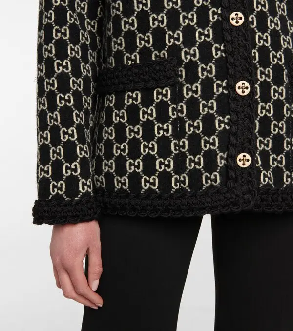 Gucci Gg Jacquard Wool Cardigan