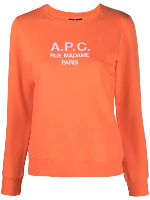 A.p.c. Logo Embroidered Crewneck Sweatshirt - Orange