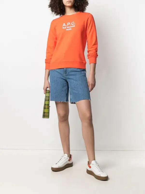 A.p.c. Logo Embroidered Crewneck Sweatshirt - Orange