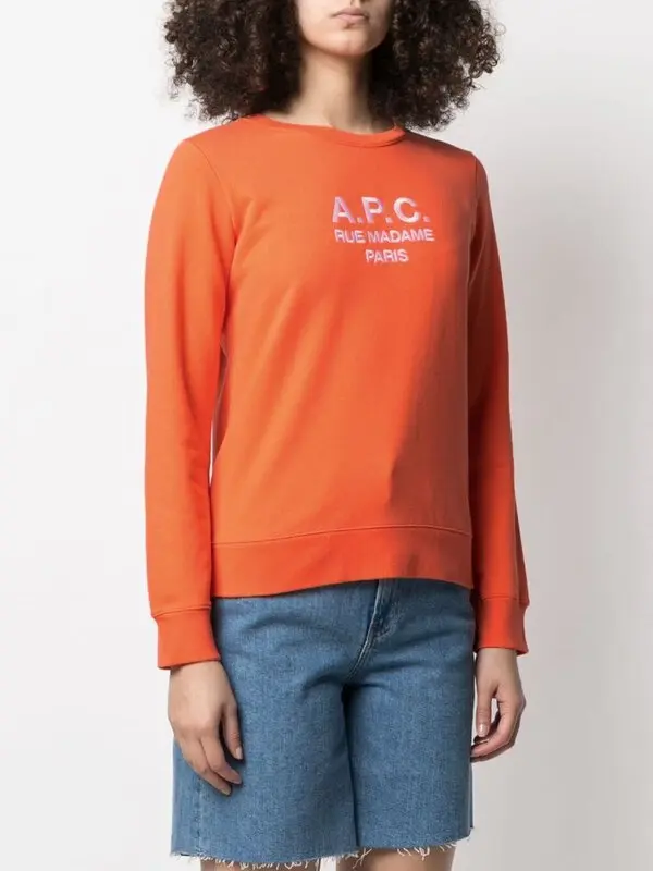 A.p.c. Logo Embroidered Crewneck Sweatshirt - Orange