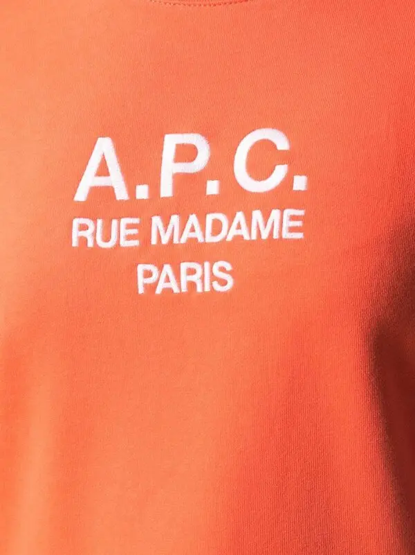 A.p.c. Logo Embroidered Crewneck Sweatshirt - Orange