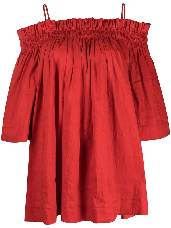 UMA WANG Off-shoulder Linen-blend Blouse