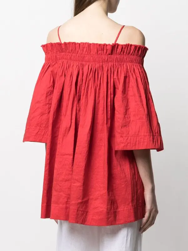 UMA WANG Off-shoulder Linen-blend Blouse