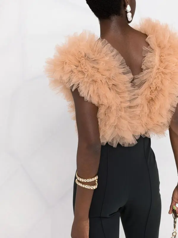 Alchemy Fashions X Lia Aram Organza Ruffle Bodysuit - Neutrals