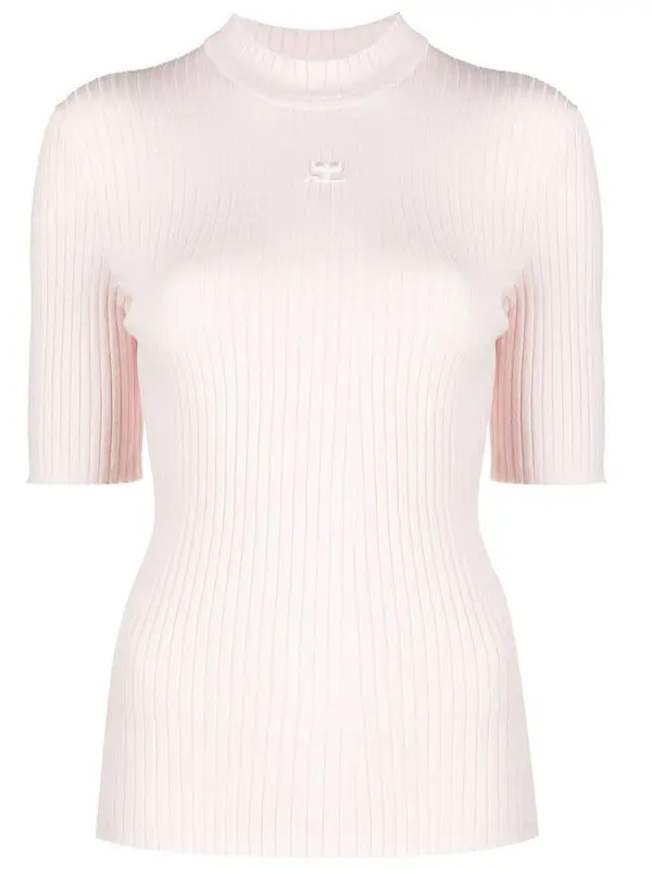 COURREGES Logo-embroidered Ribbed Sweater