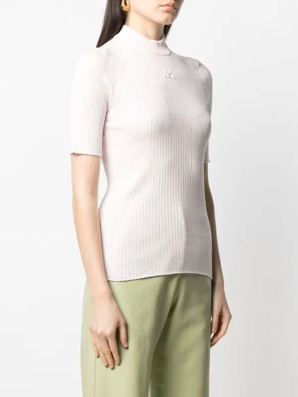 COURREGES Logo-embroidered Ribbed Sweater