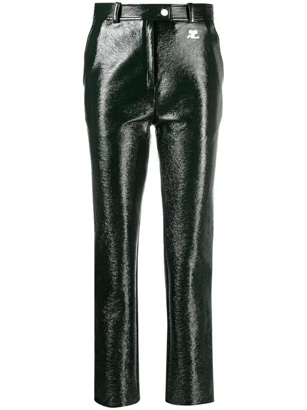 COURREGES Slim-cut Vinyl Trousers - Green