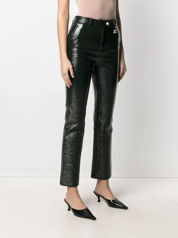 COURREGES Slim-cut Vinyl Trousers - Green