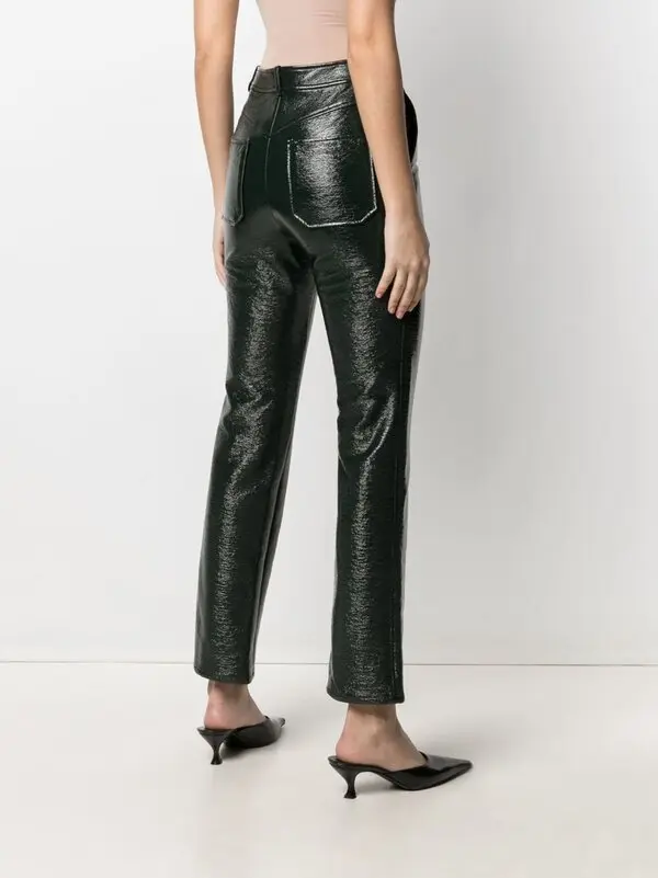 COURREGES Slim-cut Vinyl Trousers - Green