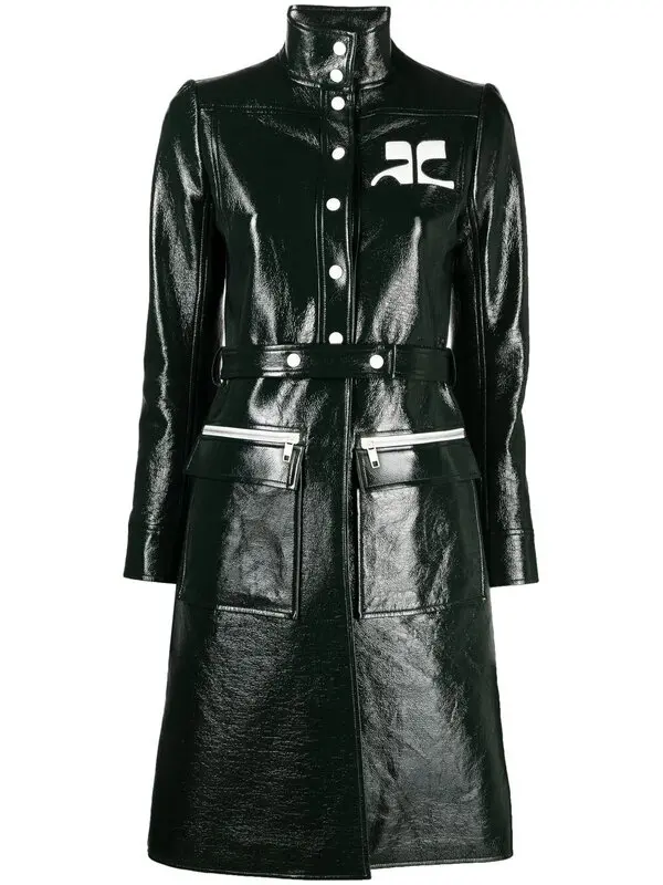 COURREGES Logo-appliqué Vinyl Trench Coat