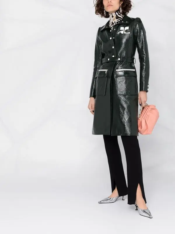 COURREGES Logo-appliqué Vinyl Trench Coat