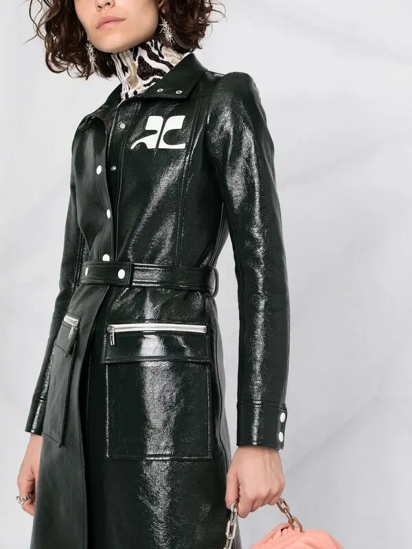 COURREGES Logo-appliqué Vinyl Trench Coat